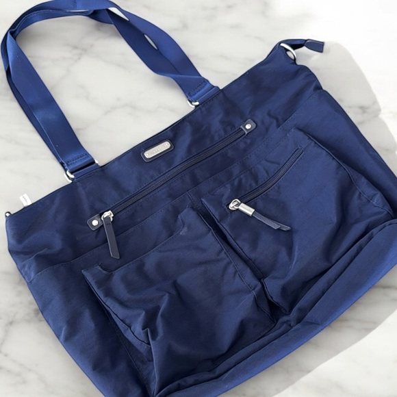 Baggallini | Bags | Baggalini Any Day Tote Navy Blue Double Handles No ...